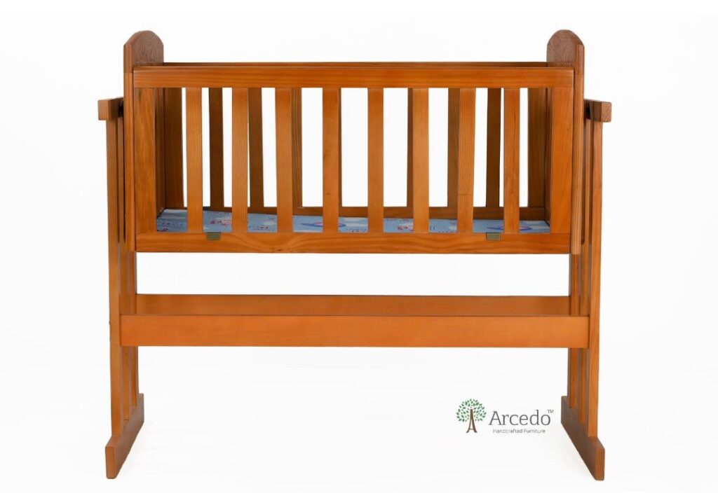 2 in 1 Wooden Cradle for New Born Baby for Sleeping - Honey