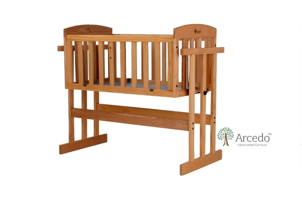 2 in 1 Wooden Cradle for New Born Baby for Sleeping Natural